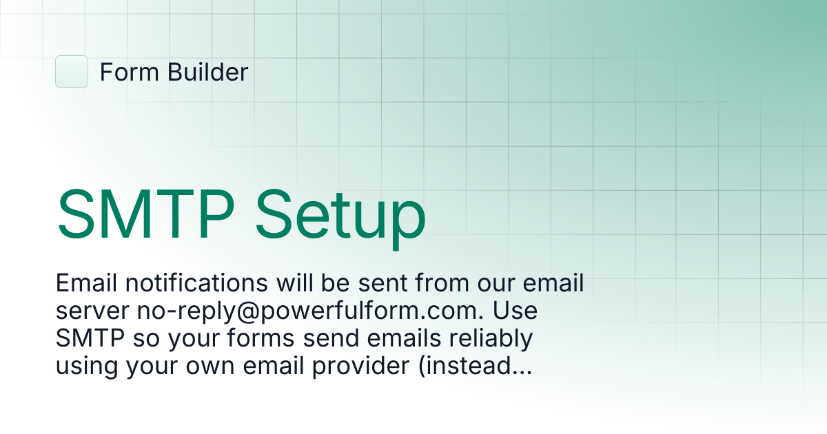 SMTP Setup | Form Builder