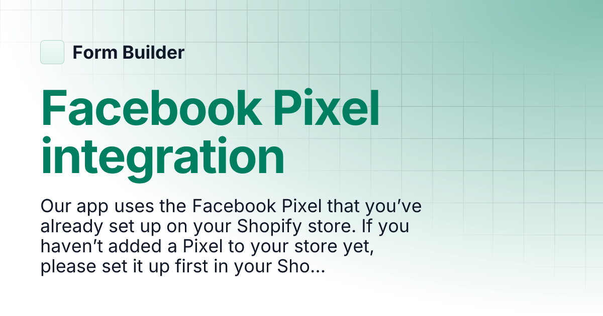 Facebook Pixel integration | Form Builder