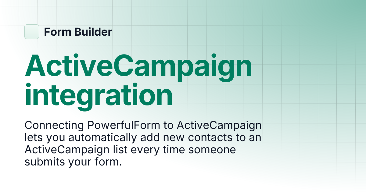 ActiveCampaign integration | Form Builder